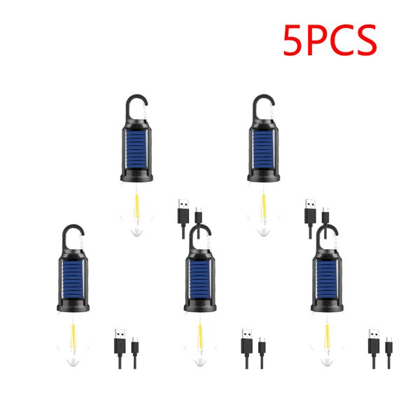 2-5PCS Solar Powered LED Lighting Lantern USB Charging Outdoor Tent ...