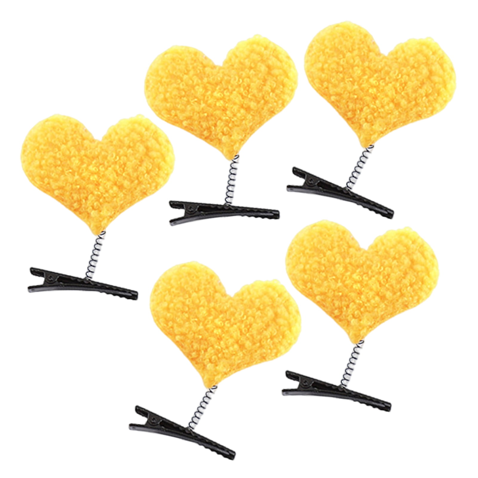 2/5Pcs Little Plush Heart Hairpin Spring Design Girl Hair Clip Plush ...