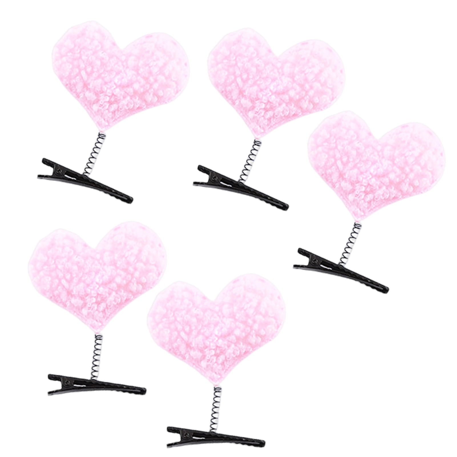 2/5Pcs Little Plush Heart Hairpin Spring Design Girl Hair Clip Plush ...