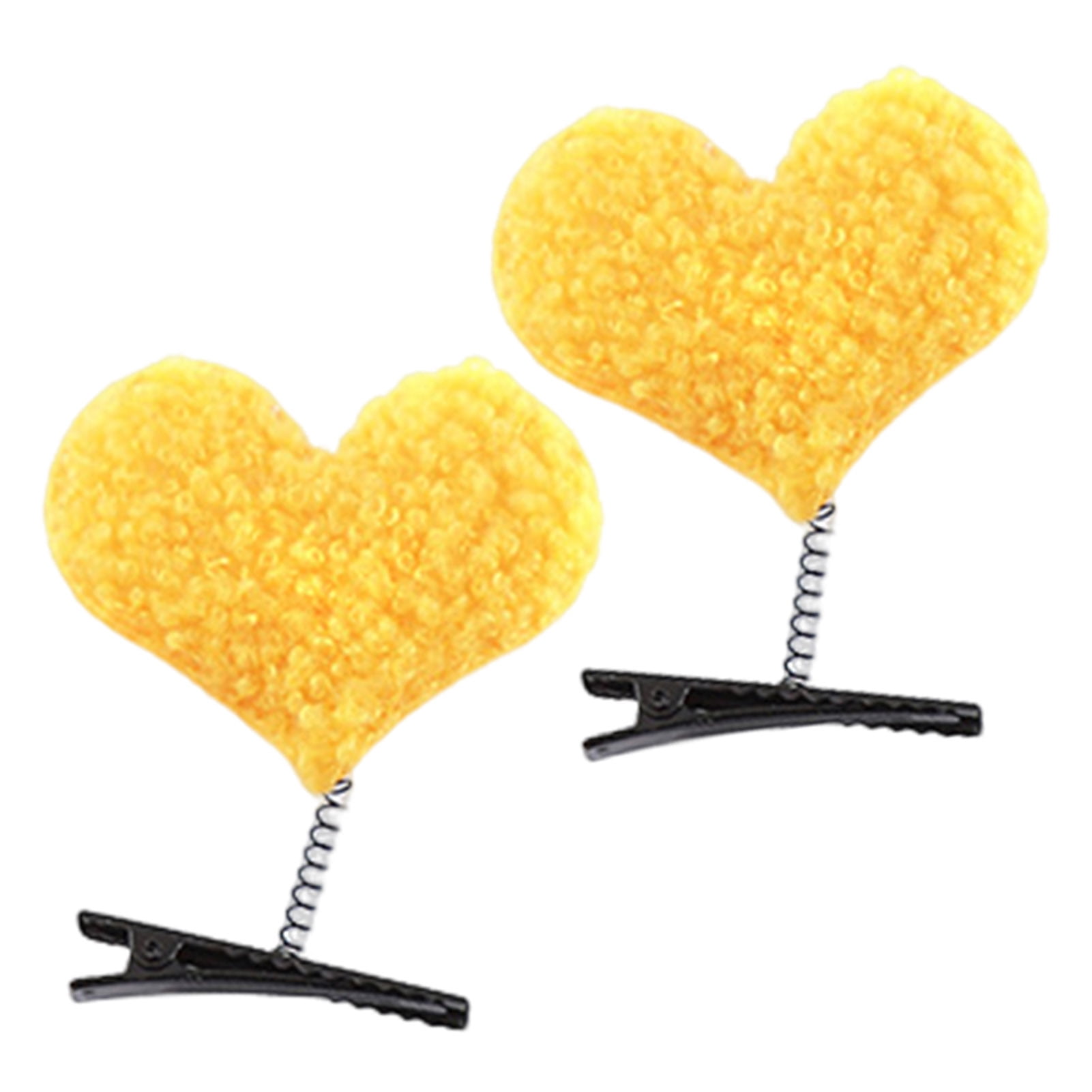 2/5Pcs Little Plush Heart Hairpin Spring Design Girl Hair Clip Plush ...