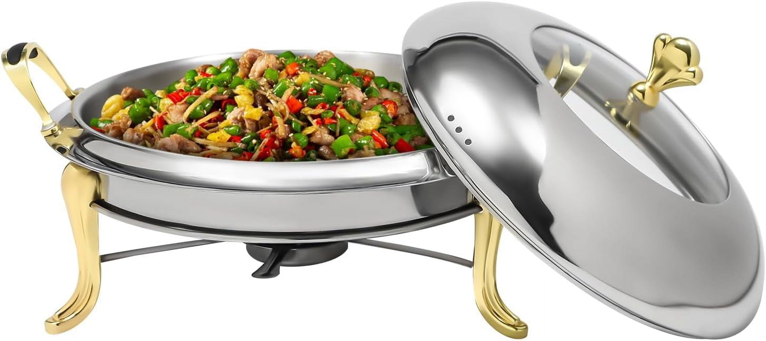2.5QT Stainless Steel Round Chafing Dishes for Buffet, Electric Chafing Dish Buffet Set, Food ...