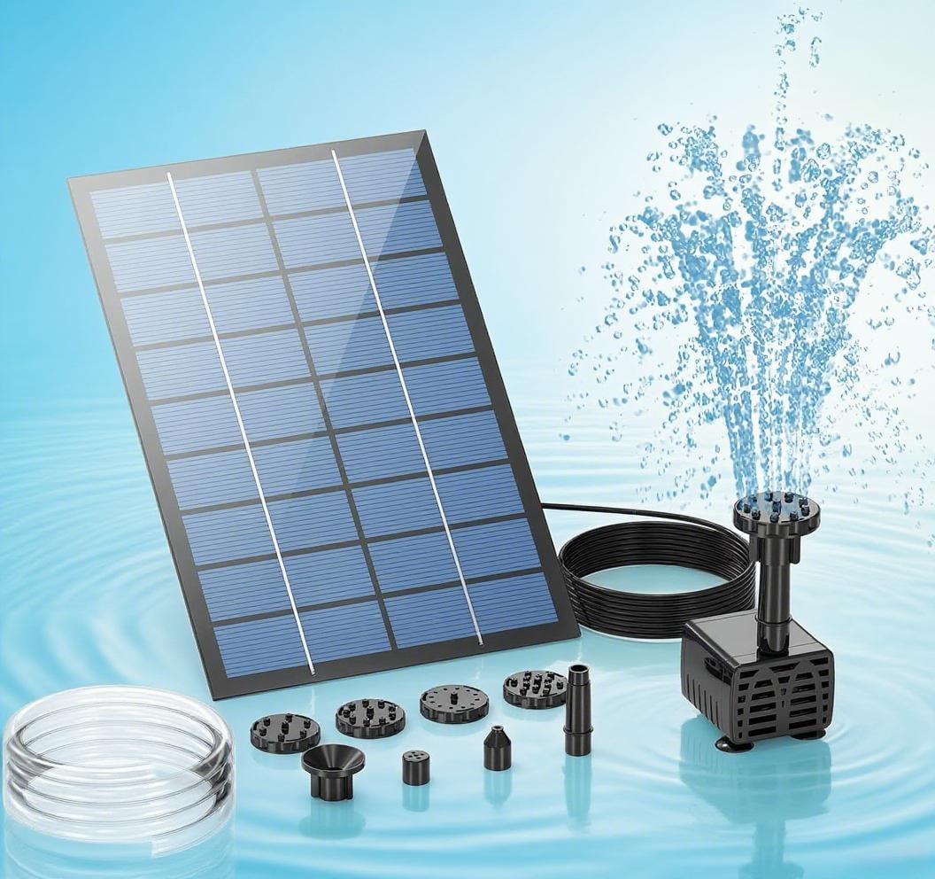 2.5W Solar Fountain Pump, Outdoor DIY Solar Water Fountain with 6 ...