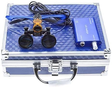 2.5X Magnification Binocular Dental Loupe Magnifier with 5W Headlight ...