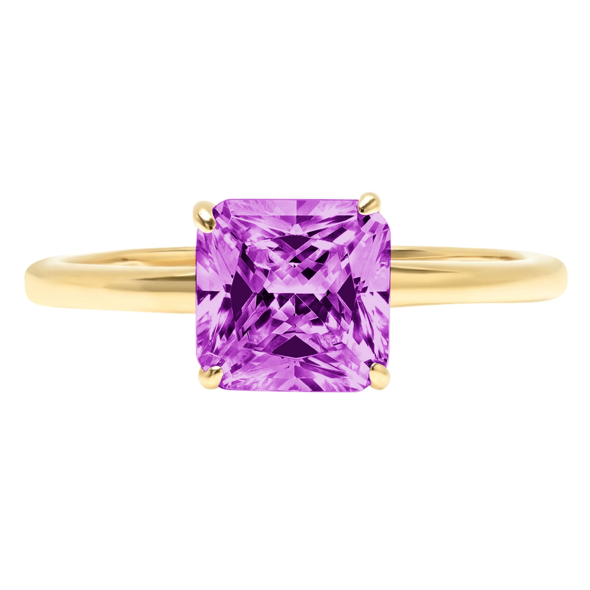 2.5ct Asscher cut - Solitaire - VVS1 Simulated Alexandrite - 18k Yellow ...