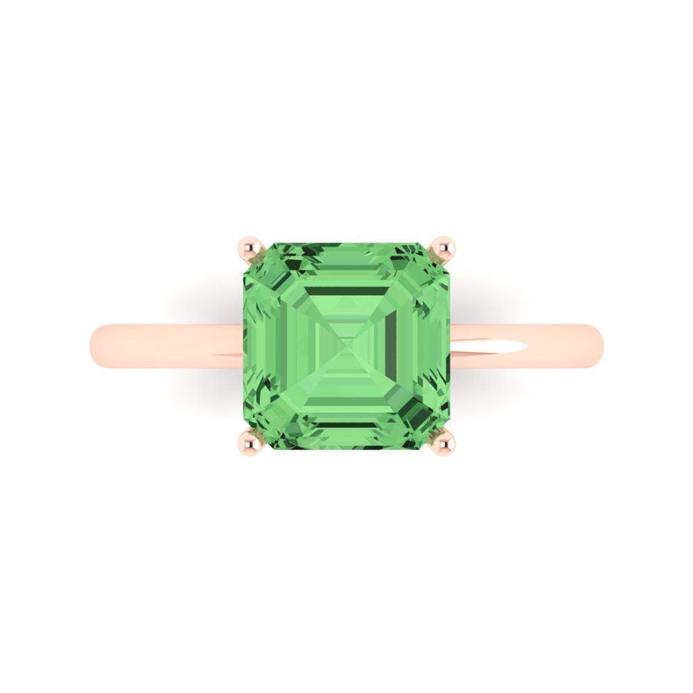 Solitaire Engagement Ring for Women - 2.5ct Simulated Green Diamond in ...