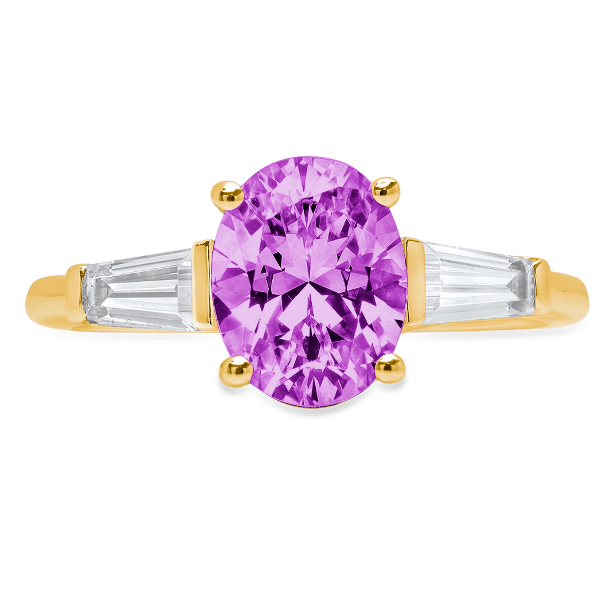 2.5ct Oval cut - Three- Stone - VVS1 Simulated Alexandrite - 18k Yellow ...