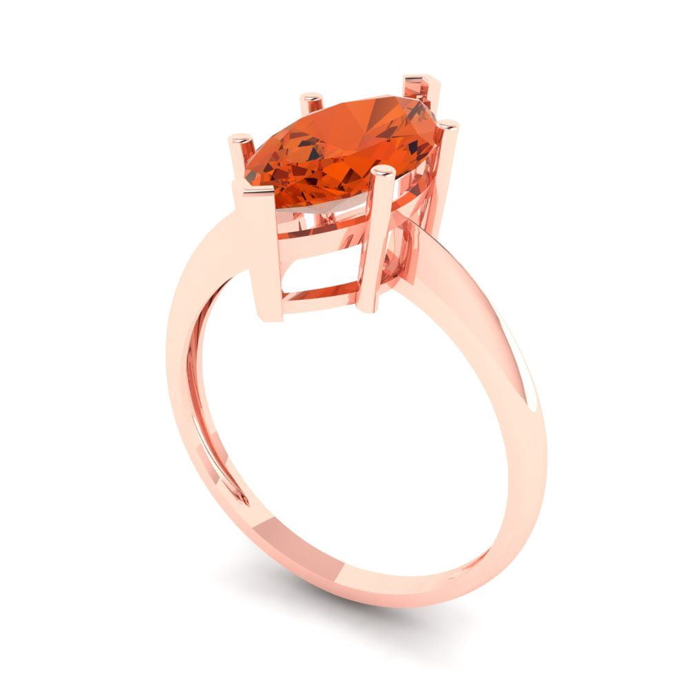 2.5ct marquise cut red Zircon 18k rose gold Bridal Wedding Engagement ...