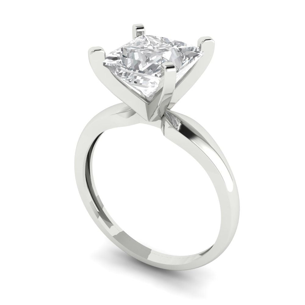 2.5ct princess cut clear moissanite 18k white gold Bridal Wedding Engagement Promise Anniversary ...