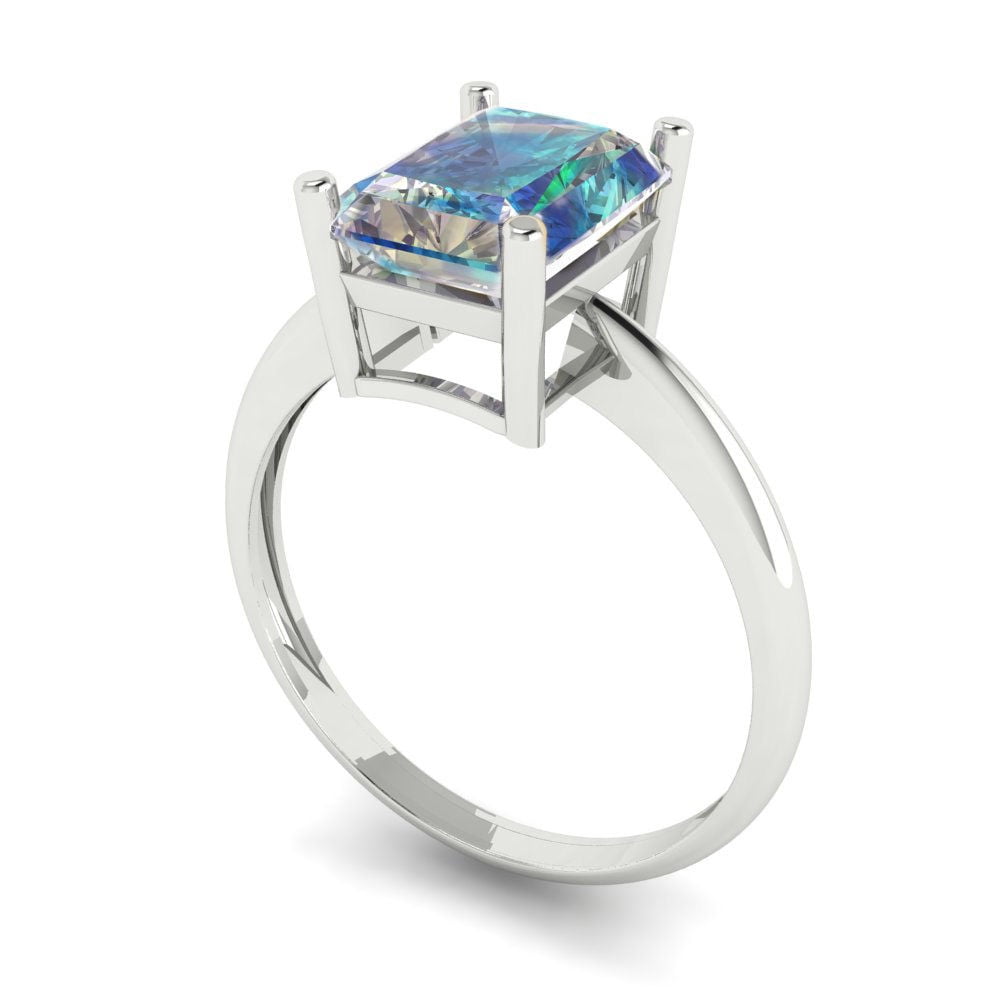 2.5ct radiant cut blue moissanite 18k white gold Bridal Wedding ...