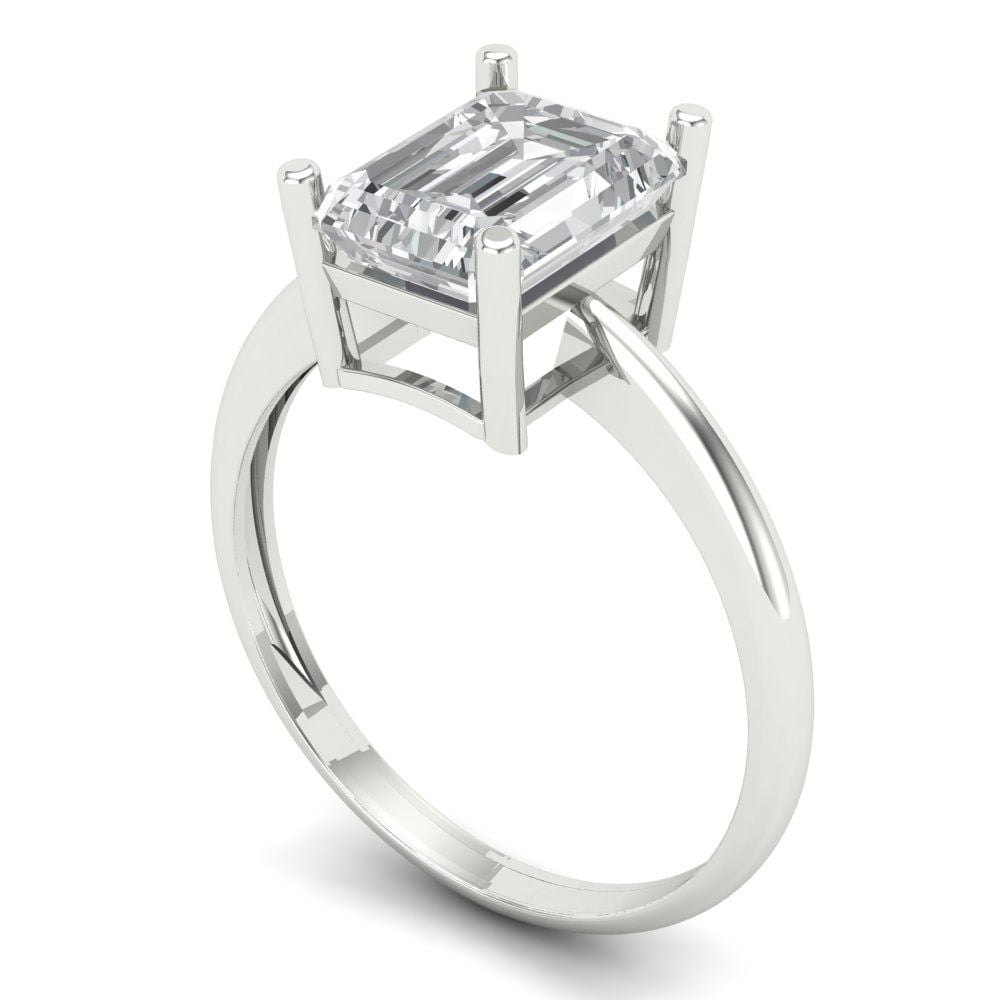 2.5ct radiant cut clear moissanite 18k white gold Bridal Wedding Engagement Promise Anniversary ...