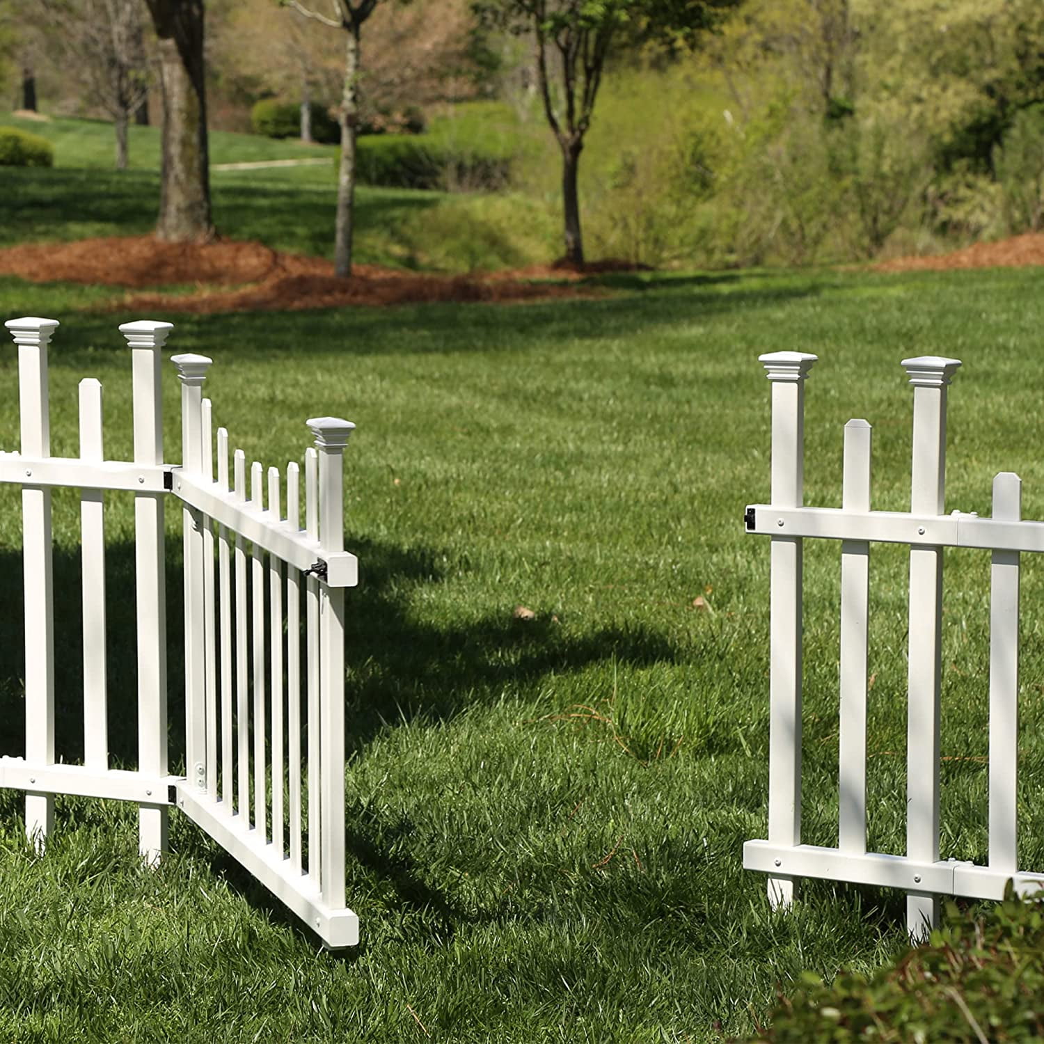 2.5ft H x 5.1ft W (1 Gate) No Dig Zippity Madison Gate Kit, White Vinyl ...