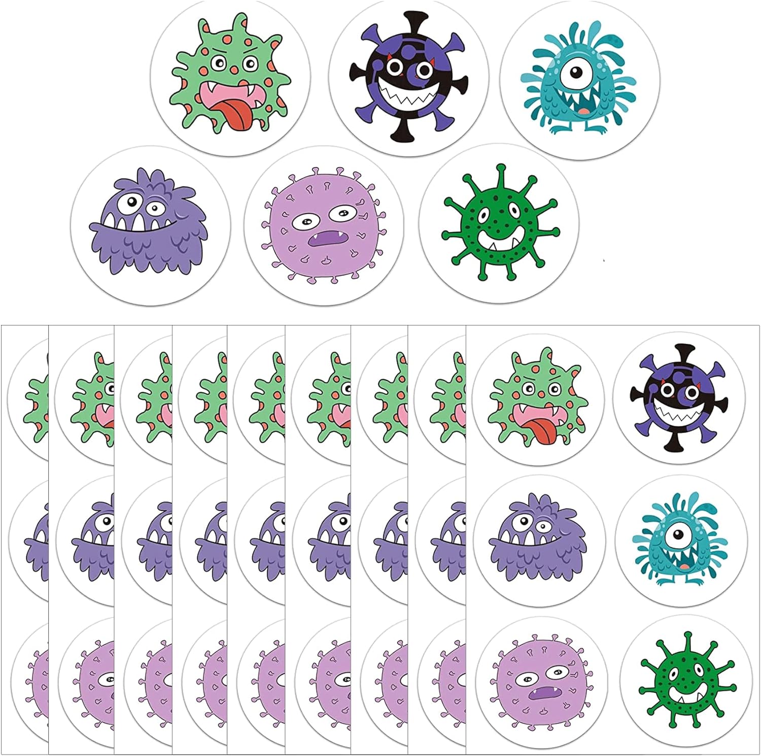 2.5inch Round Germ Dot Stickers Germs Labels Germ Decals 120Pcs ...