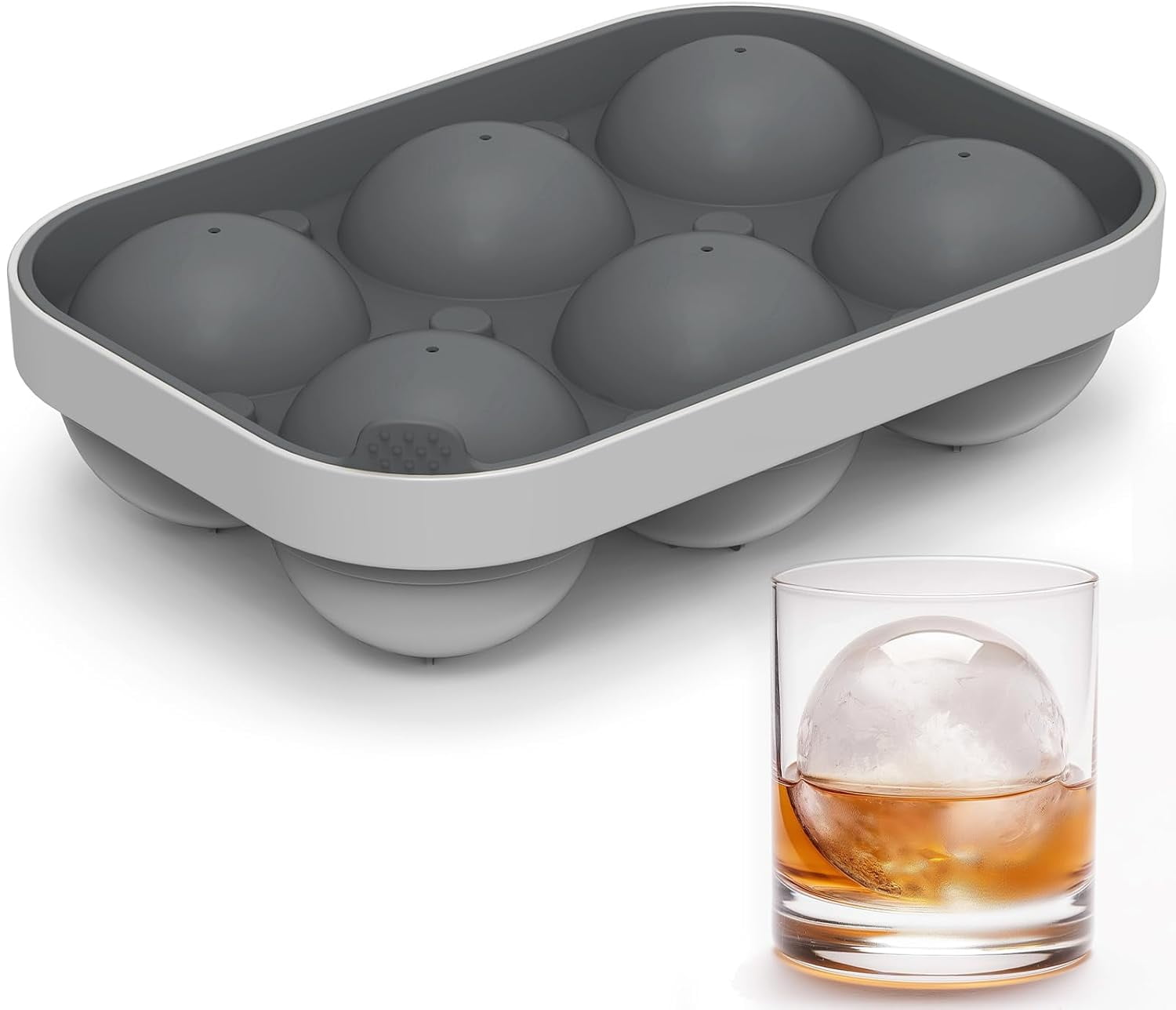 2.5inch Spherical Ice Ball Tray For Whiskey, Big Ice Freezer Mold for ...