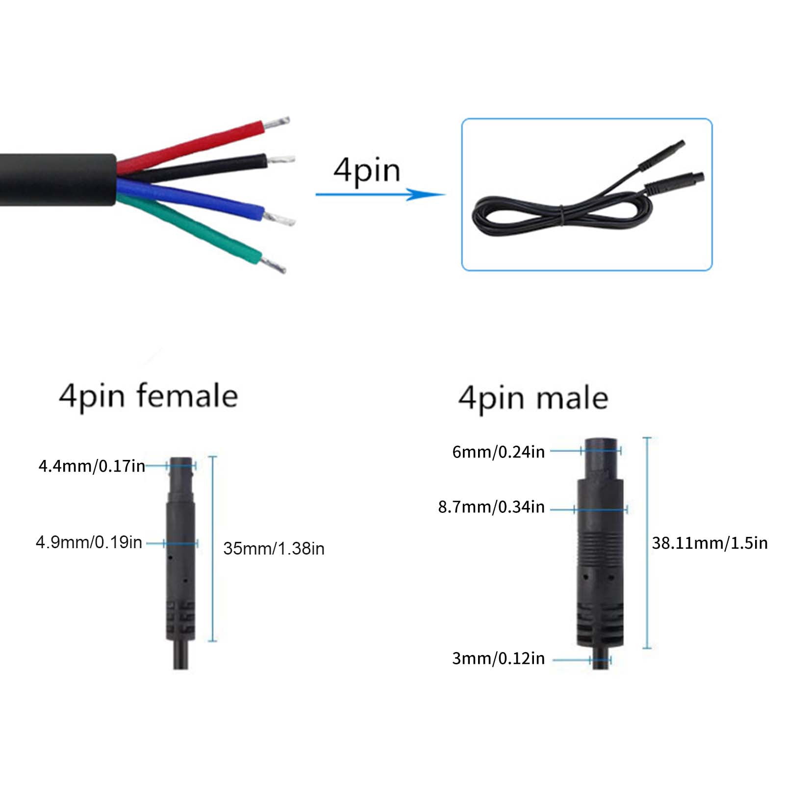 2.5m 4Pin Car Dash Cam Extension Cable Rear View Backup Camera Wire for ...