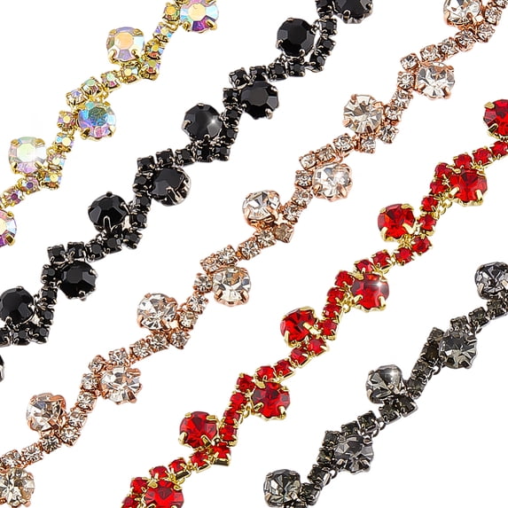 2.5m Bling Rhinestone Trim Chain 5 Styles Flat Round Iron Rhinestone ...