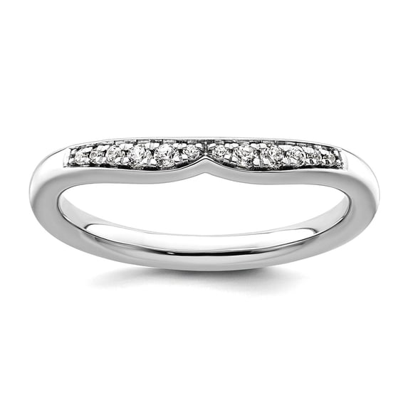 2.5mm 14k White Gold Stackable Diamond Curved Ring Size 8 Stackable ...