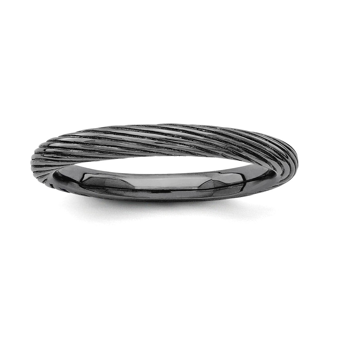 2.5mm 925 Sterling Silver Ruthenium plating Stackable Black Plated ...