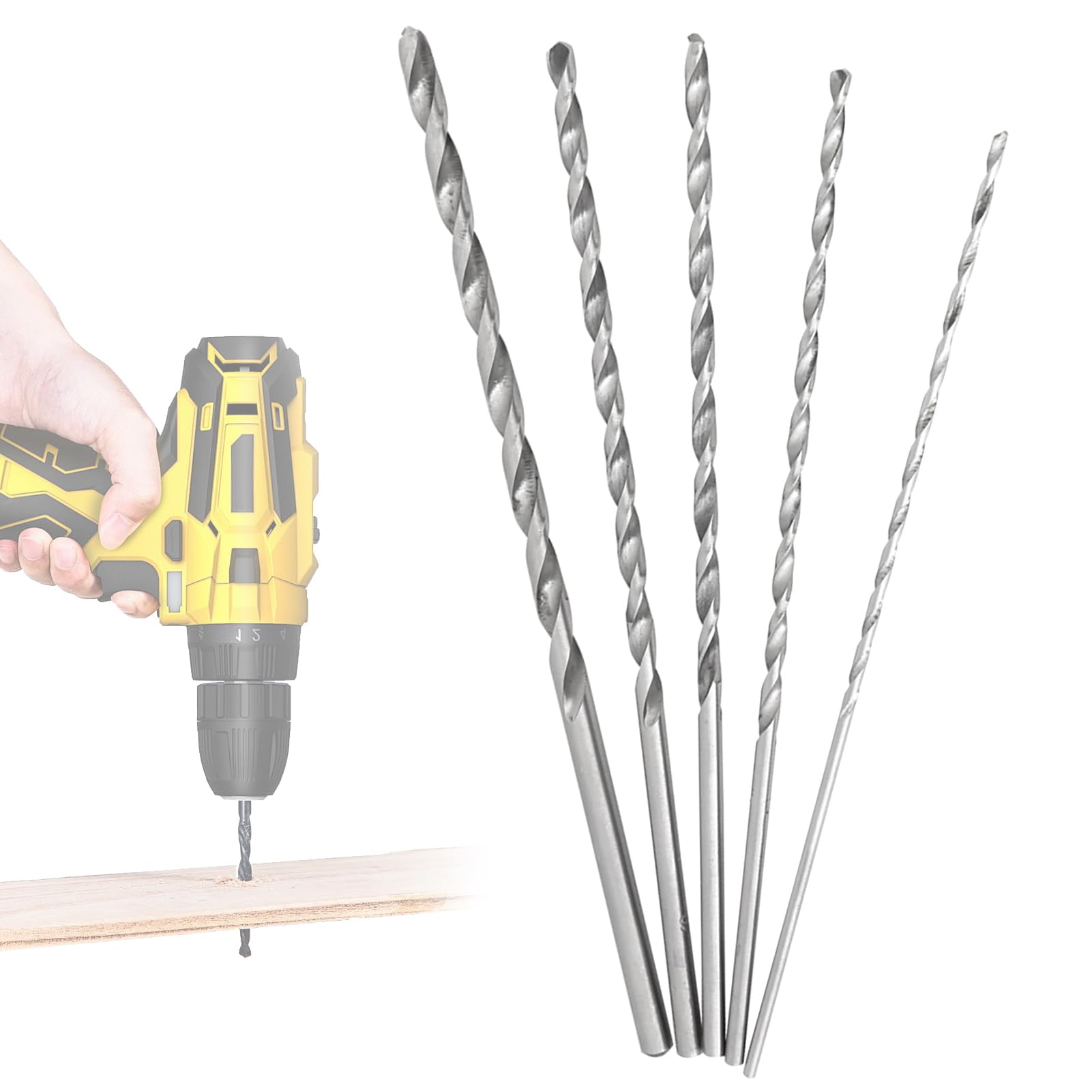 2-5mm Drill Bit Set, 5pcs HSS Steel Shank Twist Drill Bit 6 Inch Extra ...