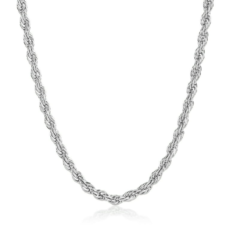 2.5mm High Polished Stainless Steel Twisted Rope Chain Necklace 22 inches Walmart