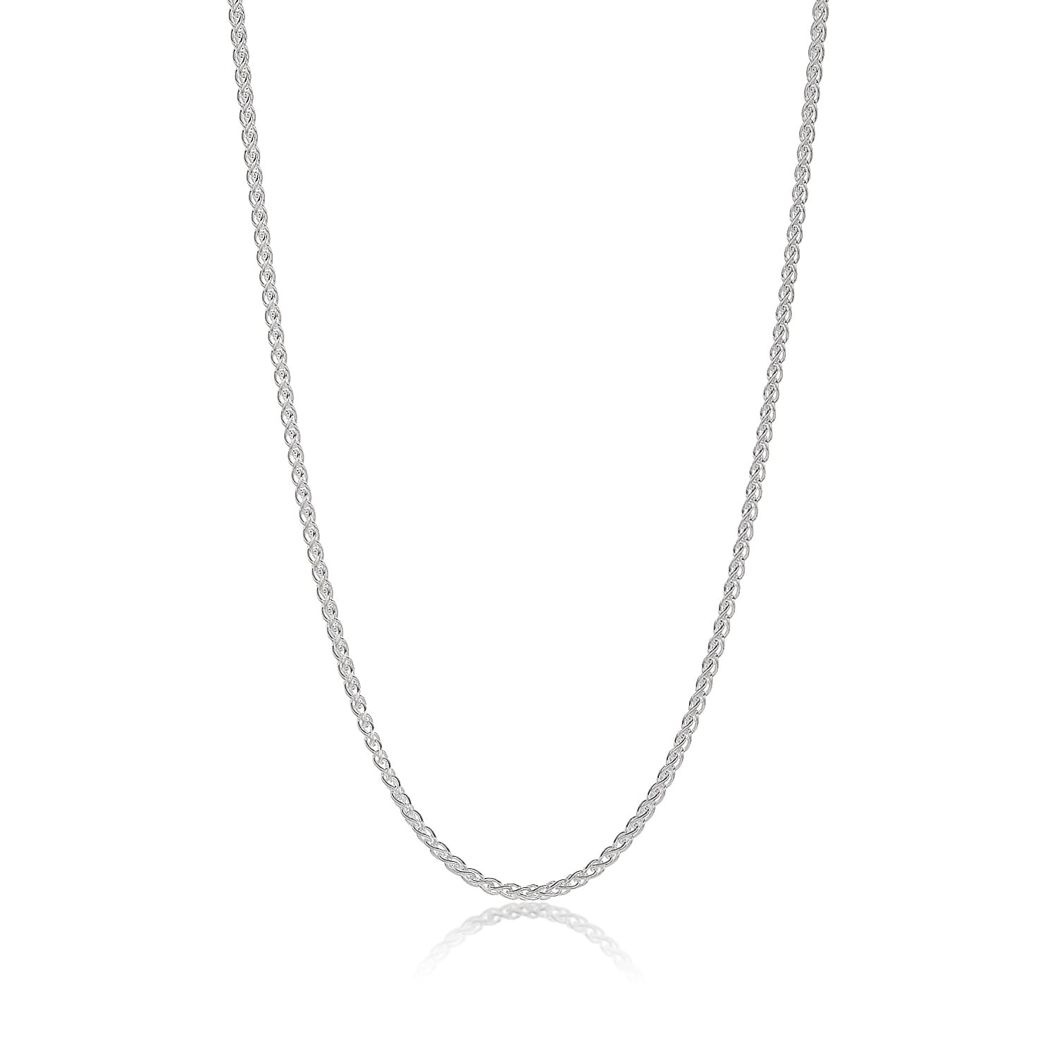 2.5mm Solid .925 Sterling Silver Braided Wheat Chain Necklace, 20 ...