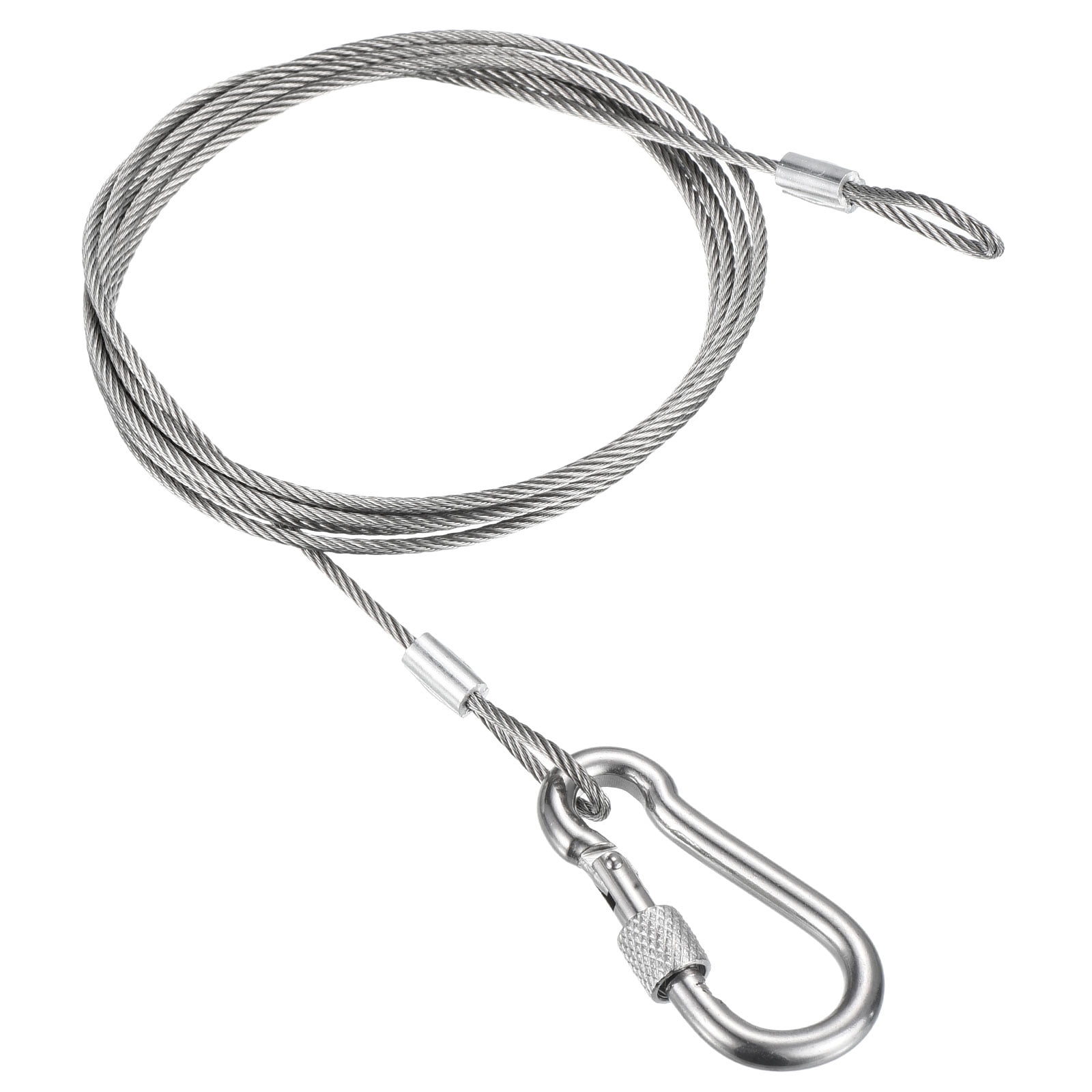 2.5mmx1.5m(5Ft) Safety Cable Lock Wire with Snap Hook Stainless Steel ...