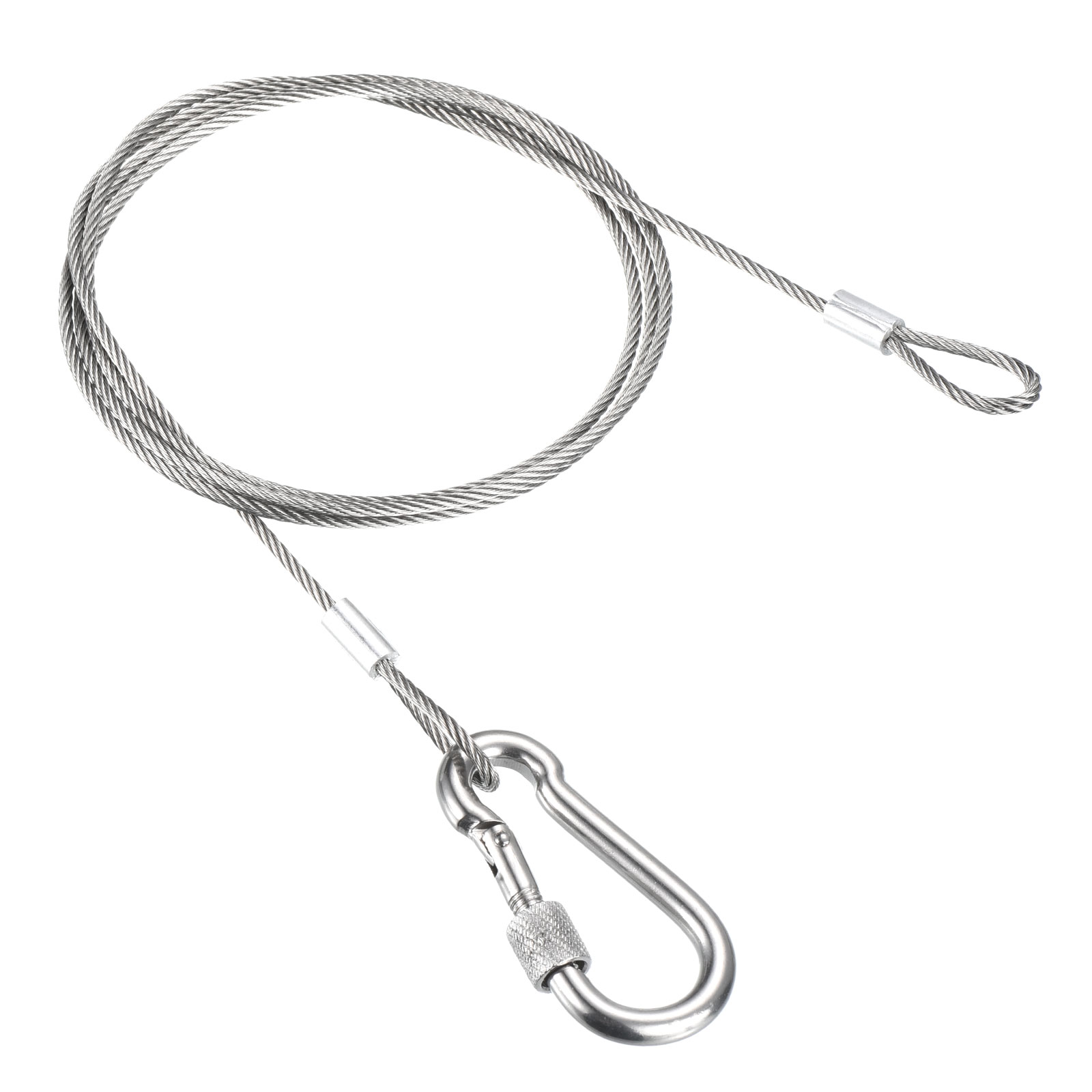2.5mmx1m(3.3Ft) Safety Cable Lock Wire with Snap Hook Stainless Steel ...