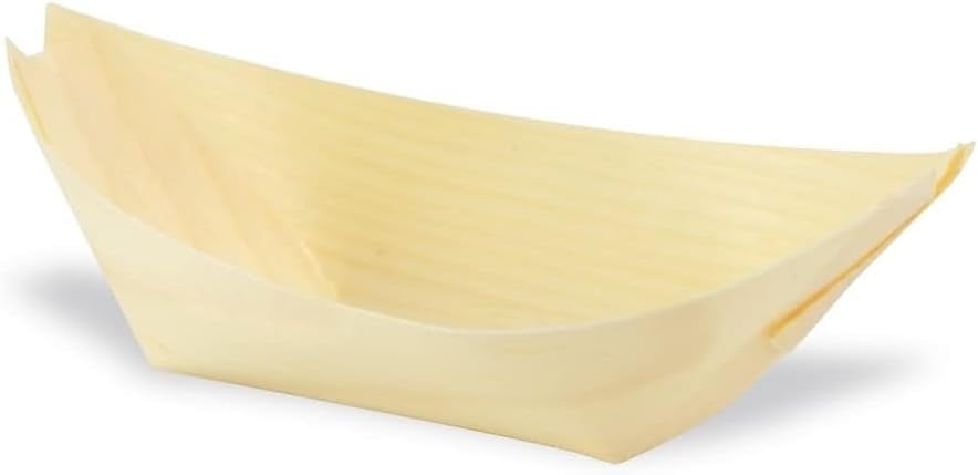 EcoQuality 2.5oz Disposable Compostable Wooden Food Tray Boat 3x5x1.3 ...