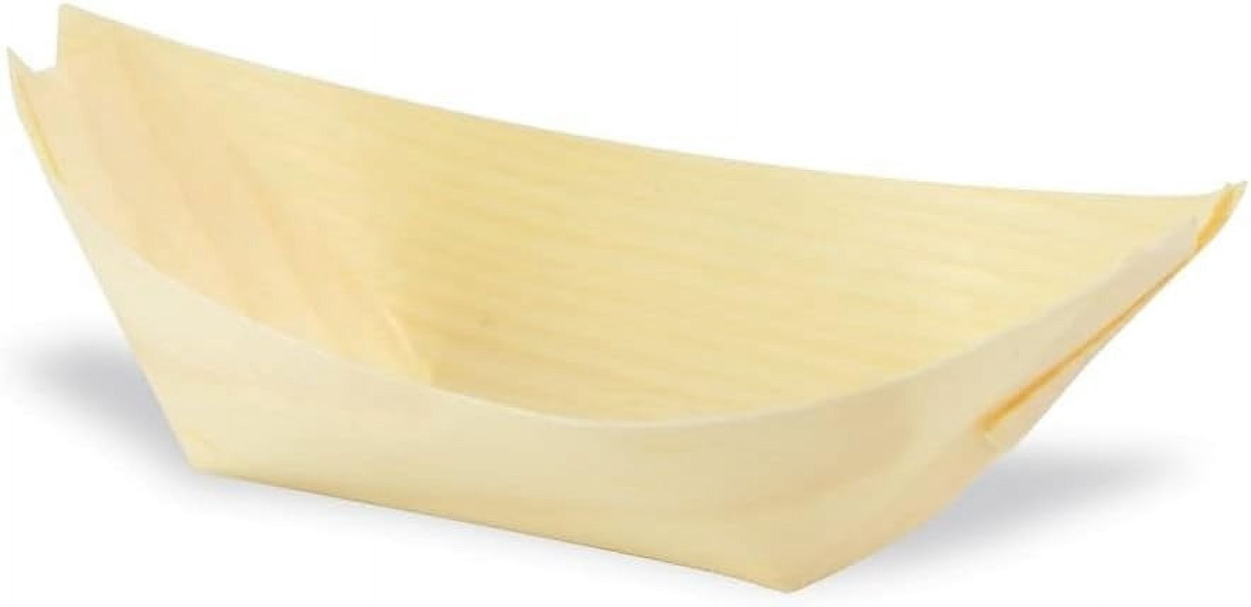 EcoQuality 2.5oz Disposable Compostable Wooden Food Tray Boat 3x5x1.3 ...
