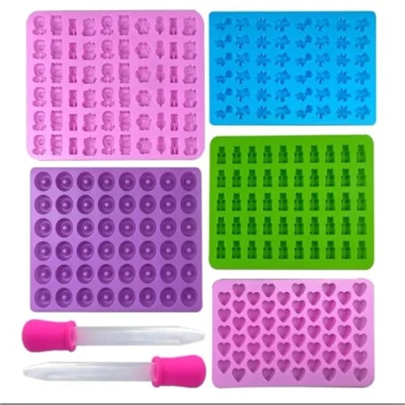 2/5pcs Gummy Bear Candy Mold Kit with 2 Droppers Silicone Non-stick ...