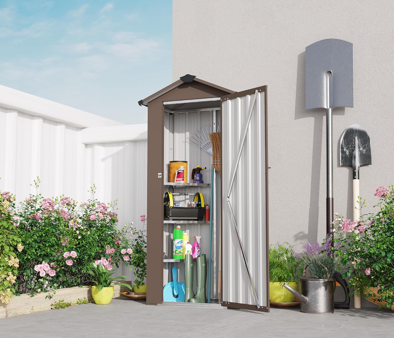 2.5x1.4 FT Outdoor Storage Shed, Tool Shed with Waterproof Roof and ...