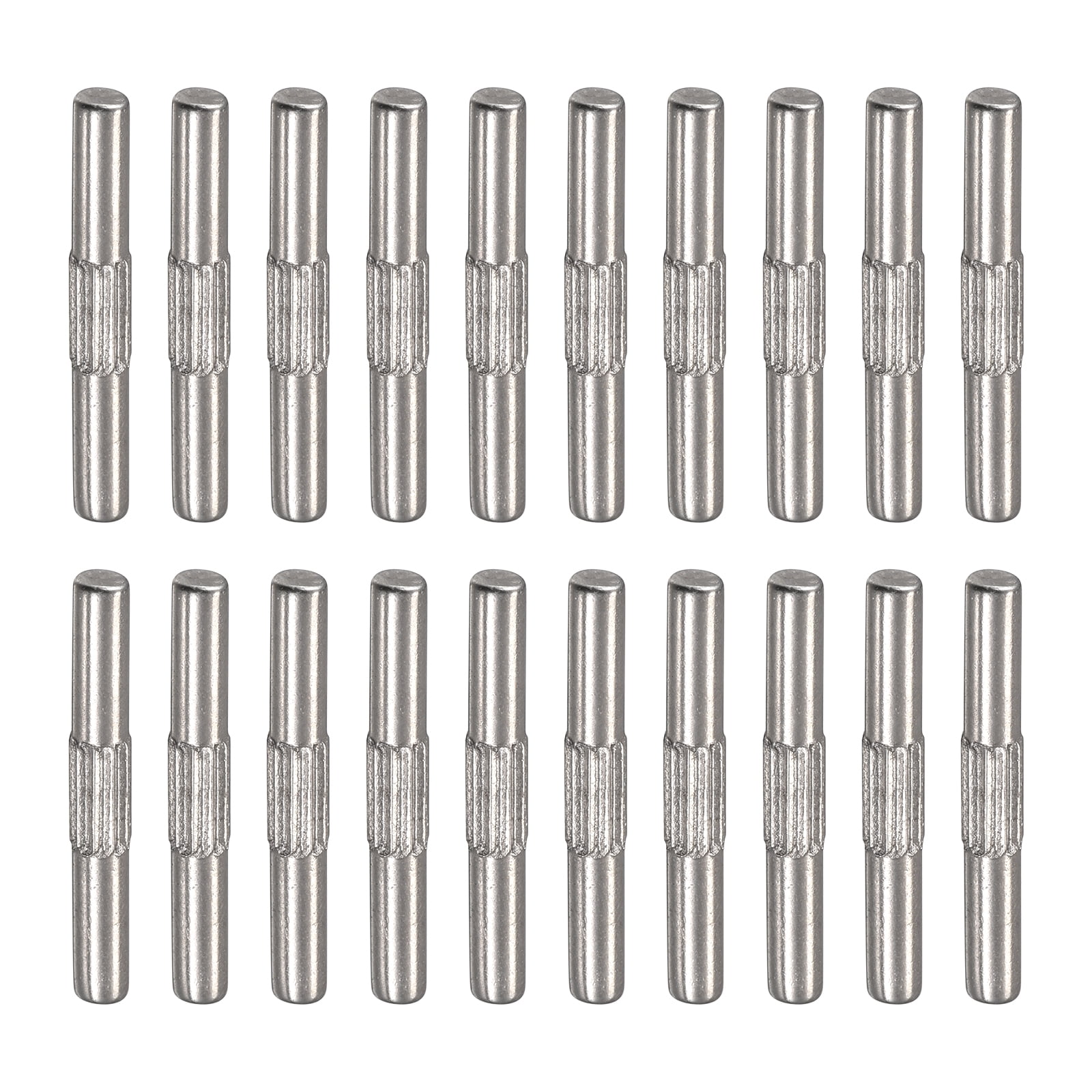 2.5x20mm 304 Stainless Steel Dowel Pins, 20 Pack Center Knurled Flat ...