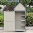2.5x5.6FT Vertical Outdoor Storage Shed, Wooden Shed with Metal Frame ...