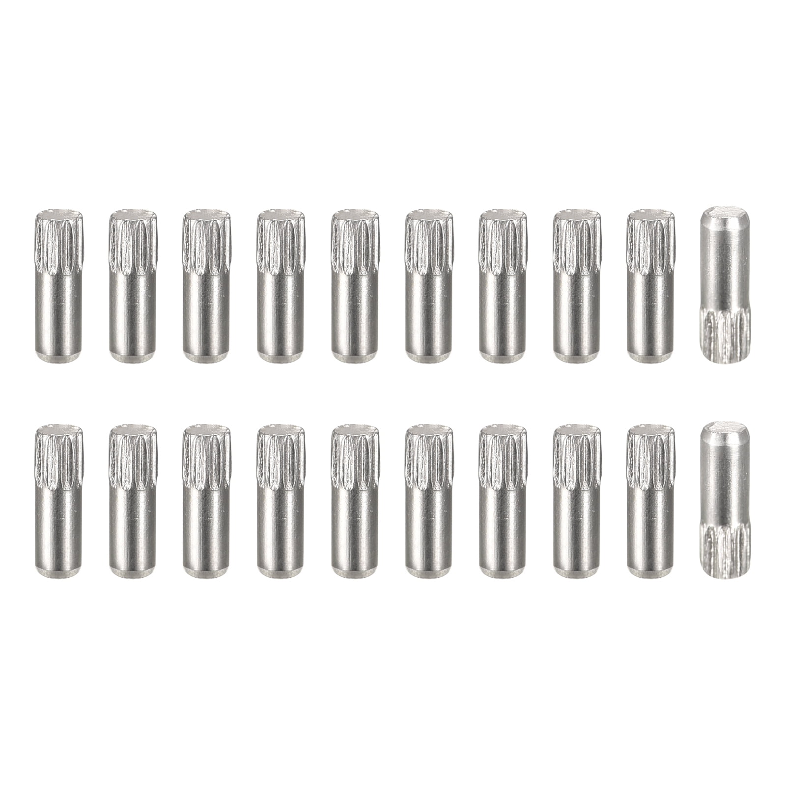 2.5x8mm 304 Stainless Steel Dowel Pins, 20 Pack Knurled Head Flat End ...