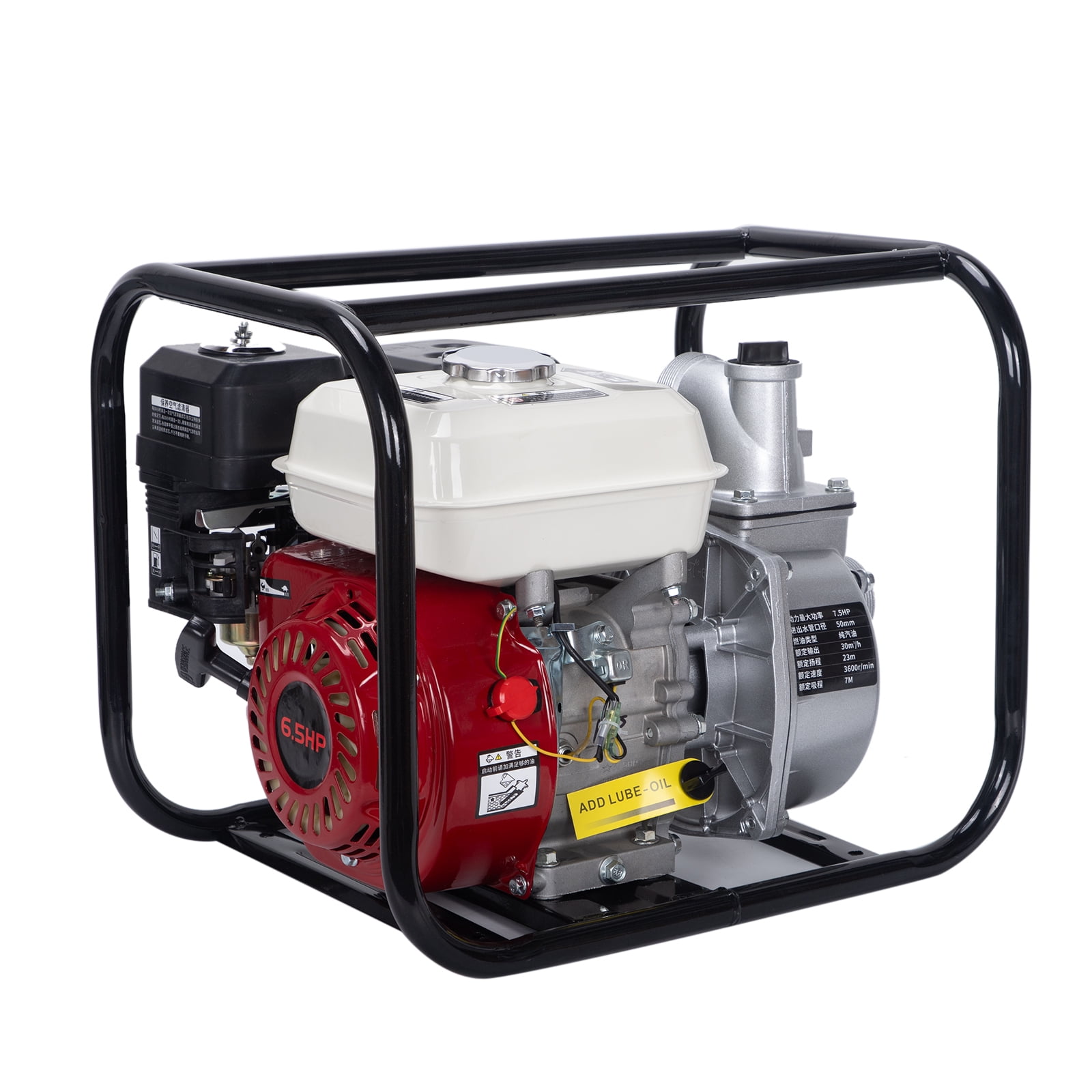 2" 6.5 HP 4-Stroke Gas Powered Semi-Trash Water Pump, 212cc 4-Cycle ...