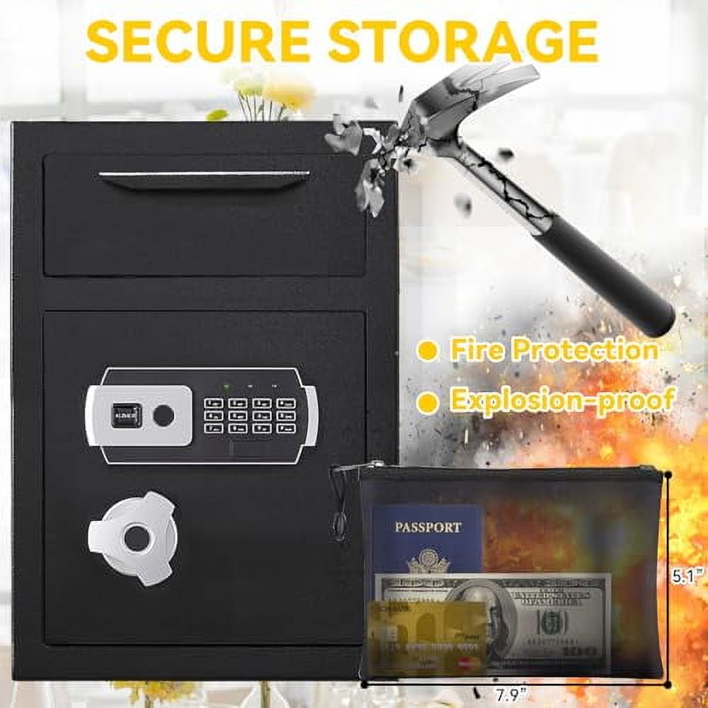 2.6 CUB Depository Drop Safe Fireproof, Front Drop Slot Lock Box with ...
