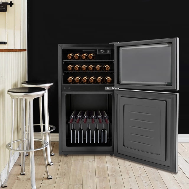 2.6 Cu.ft Beverage Refrigerator Cooler, 30-Bottle Mini Fridge Wine ...