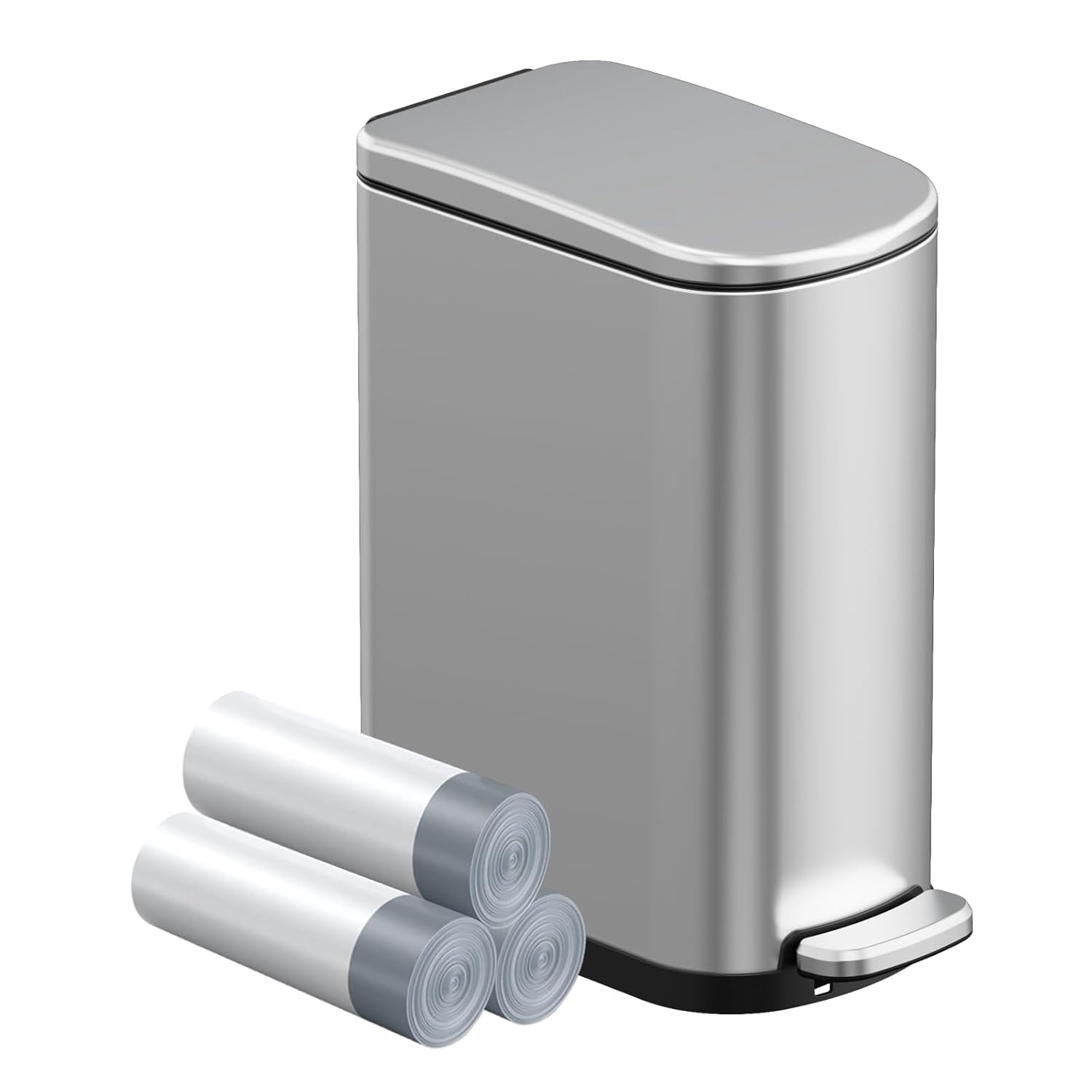 2.6 Gal Bathroom Trash Can with Soft Close Stay Open Lid, Small ...