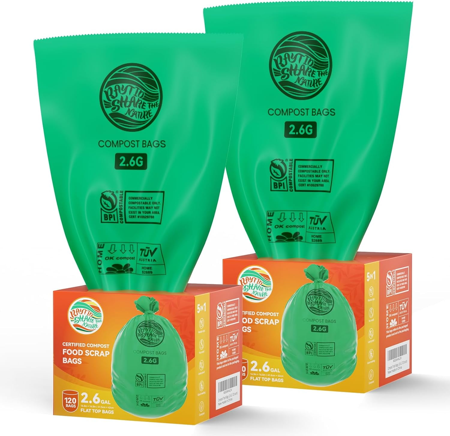 2.6 Gallon Compostable Trash Bags,240 Count Compost Trash Bags for ...