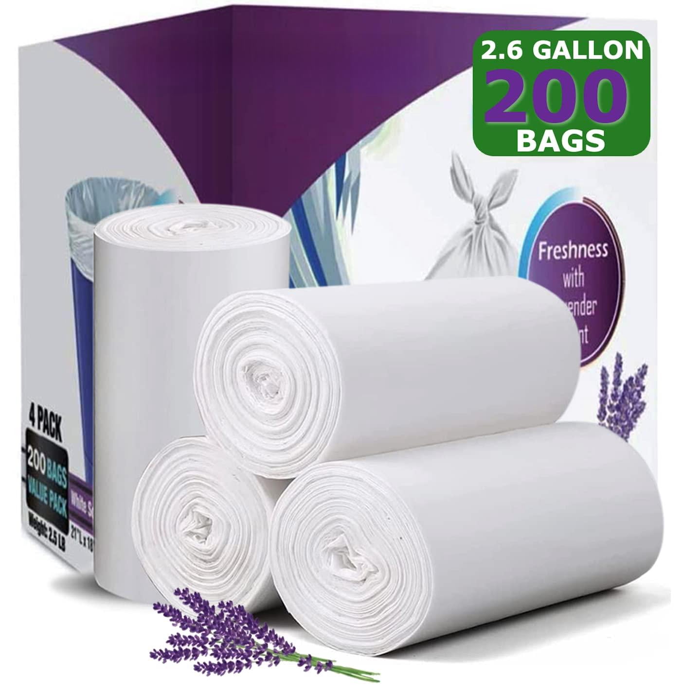 2.6 Gallon Lavender Scented White Trash Bags 1 Count (Pack of 200) For ...