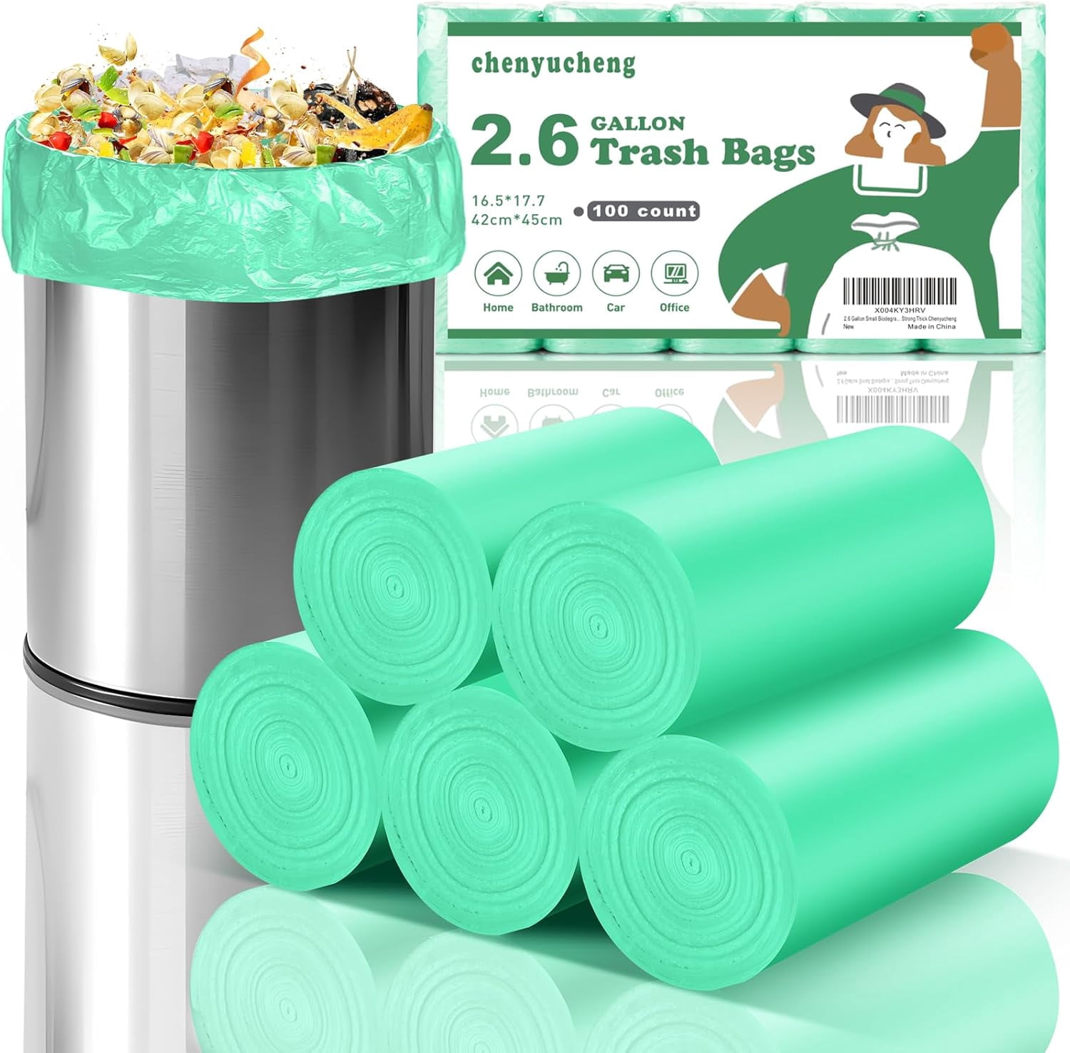 2.6 Gallon Small Biodegradable Trash Bag - Mini Kitchen Bathroom ...