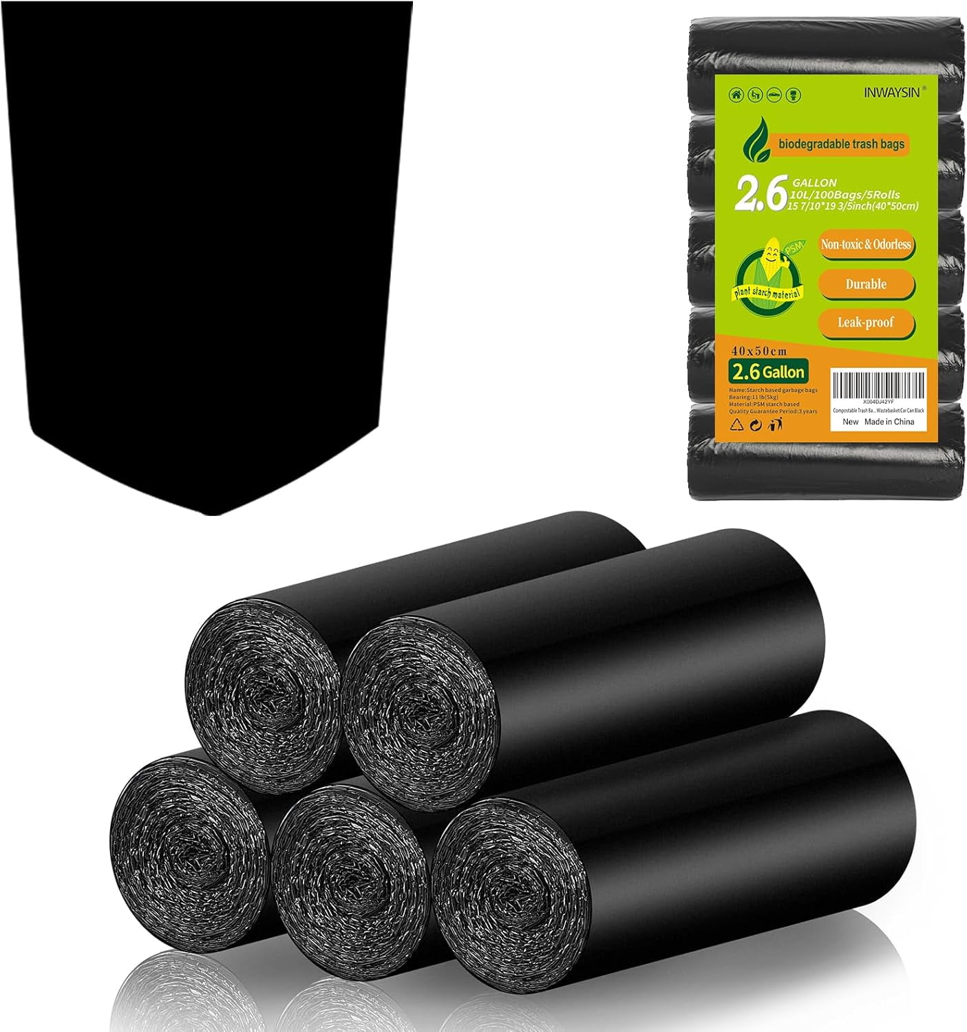 2.6 Gallon Trash Bag Biodegradable Black - Small Garbage Bags 2-3 ...
