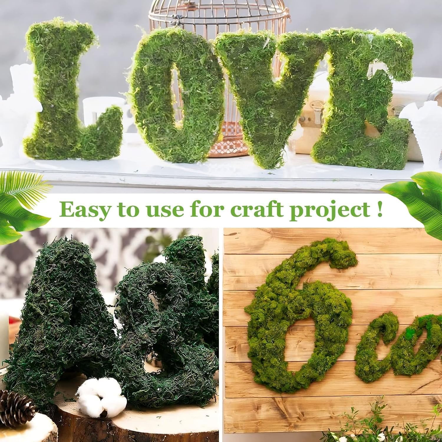 2.6 LBS Faux Moss, Artificial Craft Moss for Indoor Plants, Terrariums ...