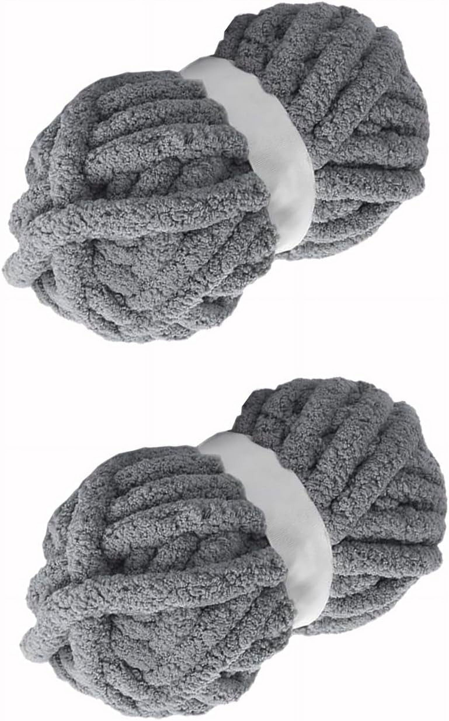 2/6 Pack Chunky Yarn, Chunky Chenille Yarn for Hand Knitting, Gray ...