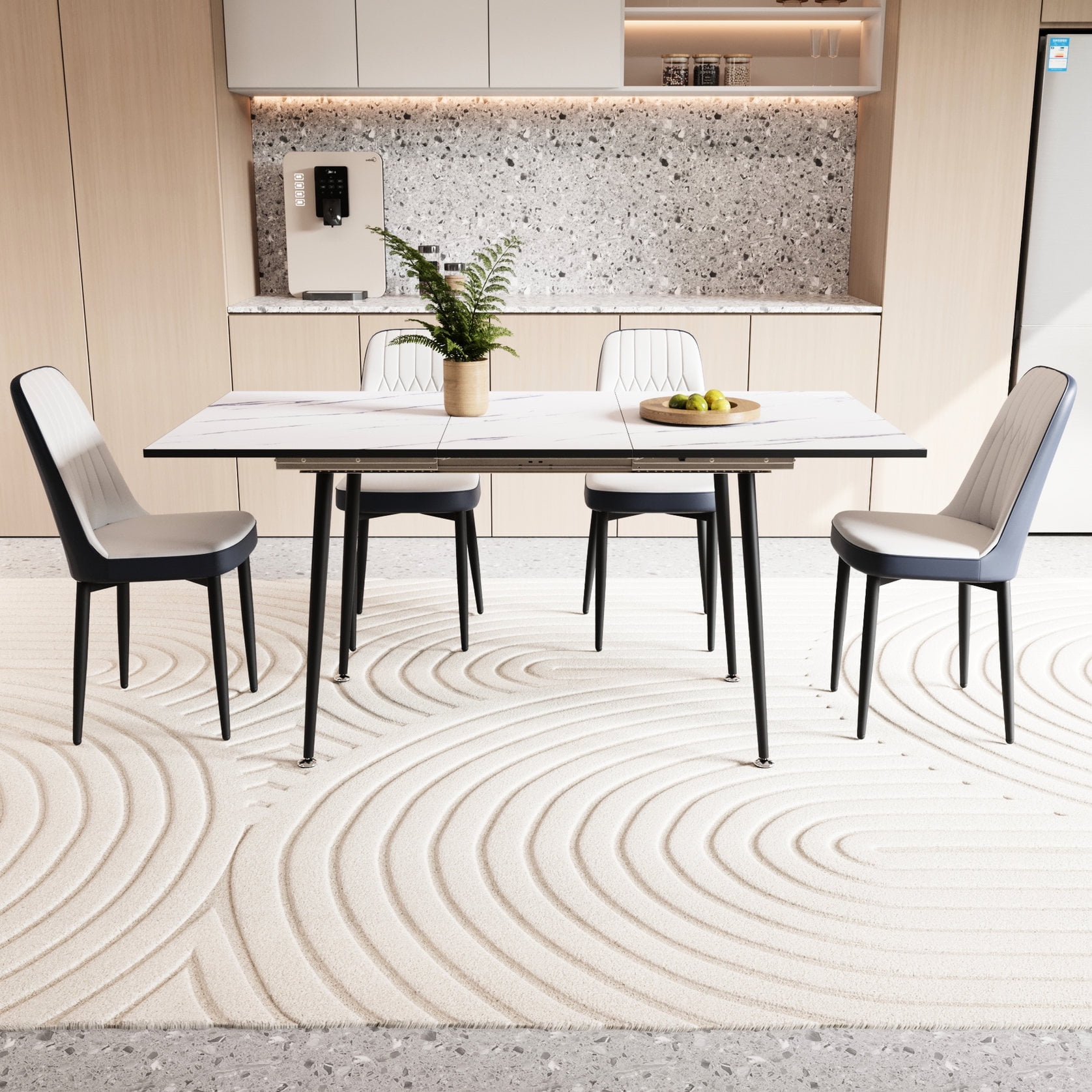2 - 6 Person Expandable Dining Table and Chair Set | Comfortable MDF ...