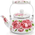 2.6 Quart Enamel Stovetop Tea Pot with Pink Floral Pattern - Walmart.com