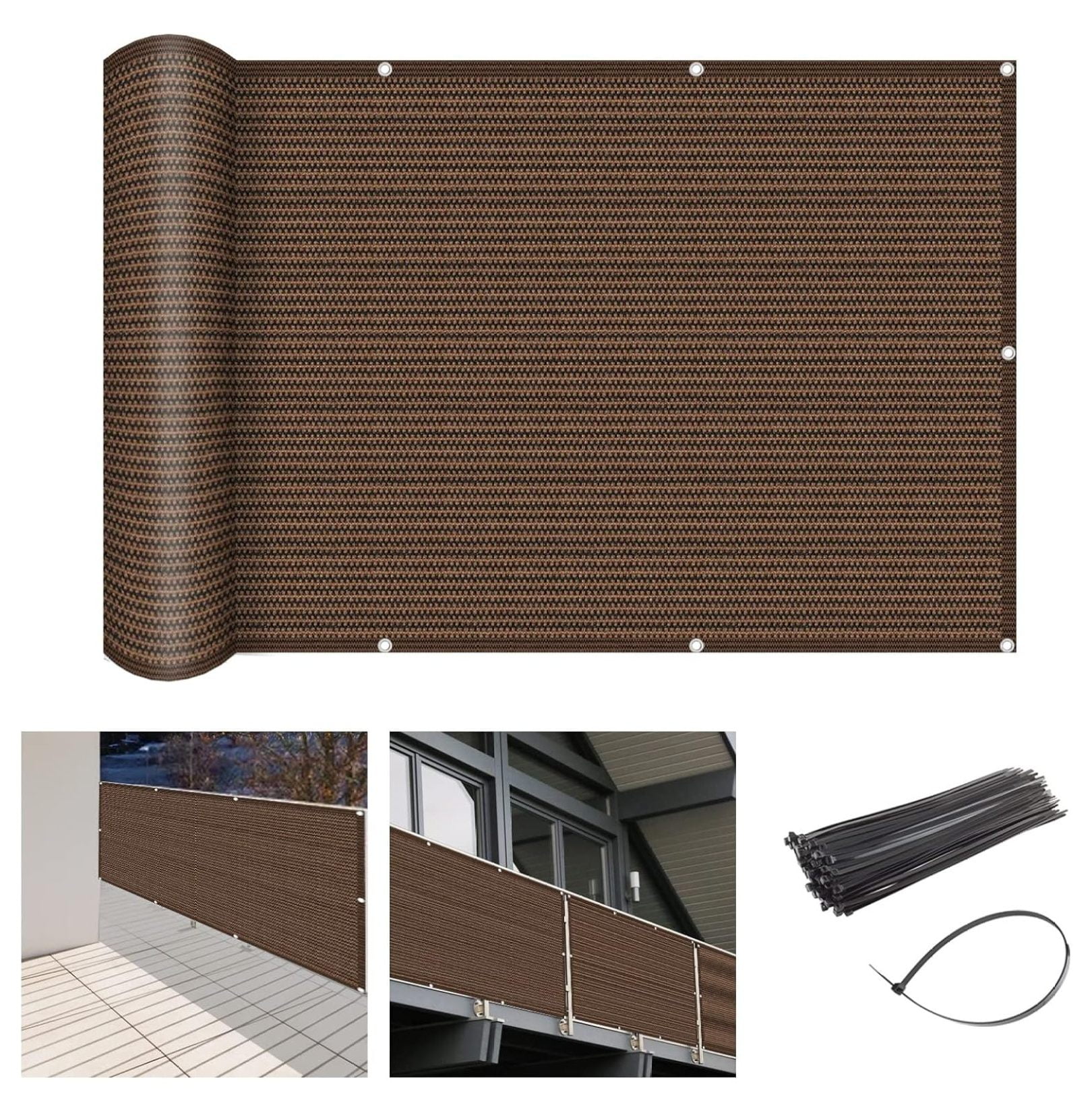 2'6" x 8' Brown Balcony Privacy Screen Fence Windscreen Cover for ...