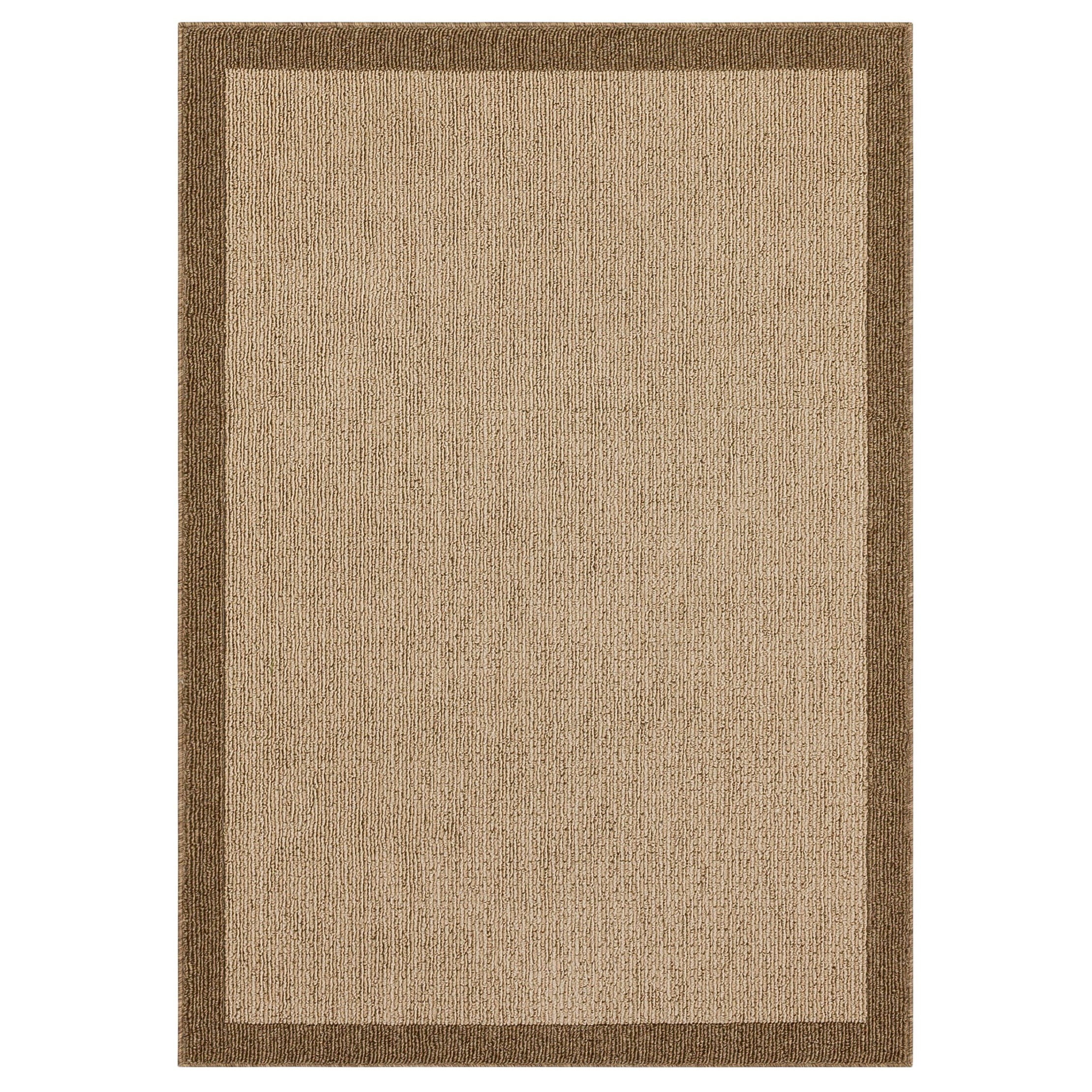 2'6"x3'10" Washable Madison Border Accent Rug Tan: Indoor Tufted Medium ...