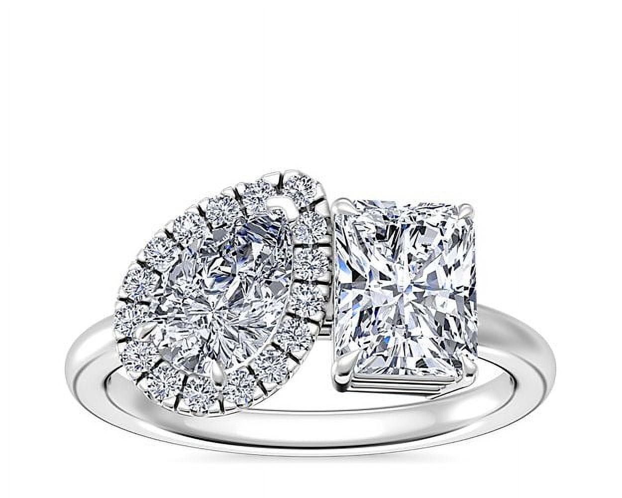 2.60 Carat Wonderful Radiant Cut Moissanite Two-stone Wedding Ring for ...