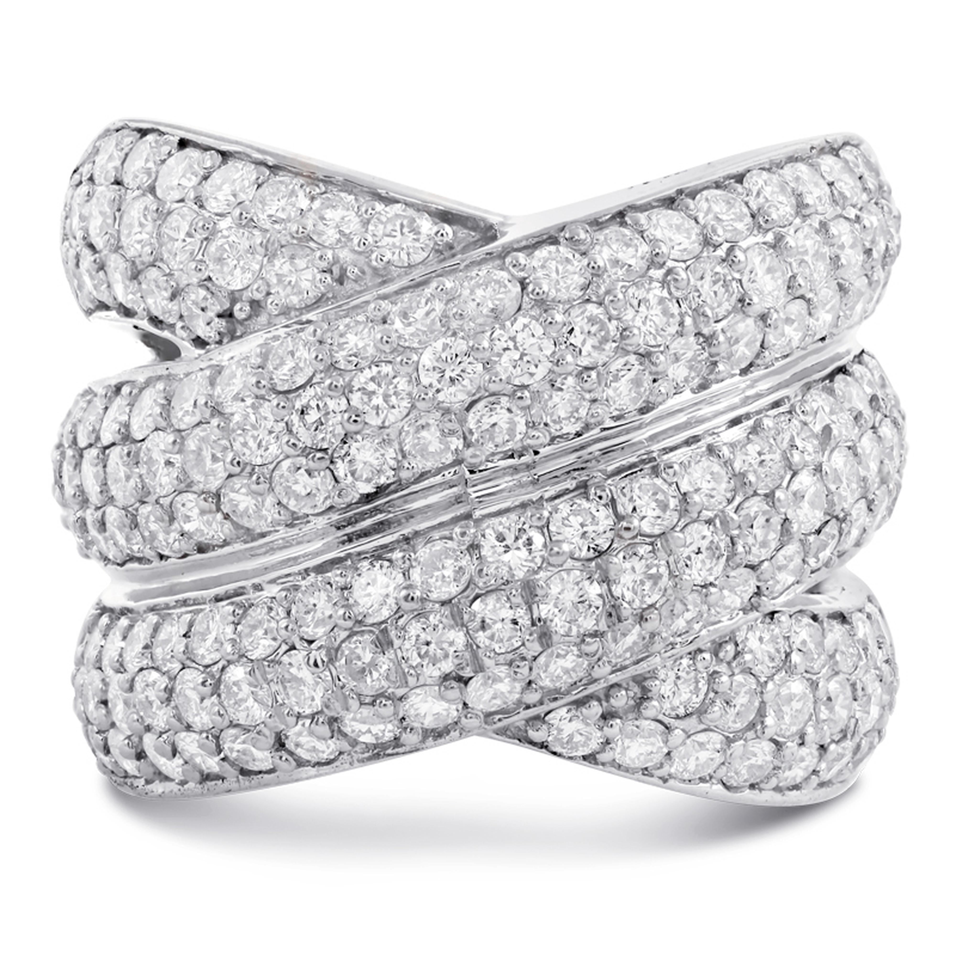 2.60CTW Women's Modern Rose Gold Crisscrossed Diamond Studded Band ...