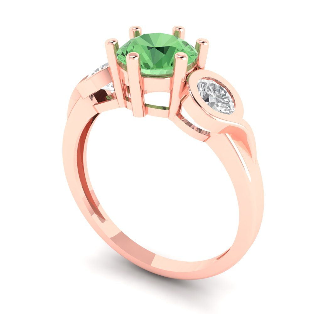 2.62ct Princess Cut Precious Gem Green Emerald Real 18k Yellow Gold Robotic Laser Engraving ...